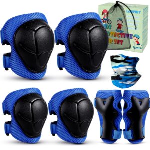 lanney kids knee pads and elbow pads set, 3-13 years knee pads for kids toddler 3 in 1 protective gear set with wrist guards for skateboard, scooter, cycling, riding sports, gift for youth boys girls