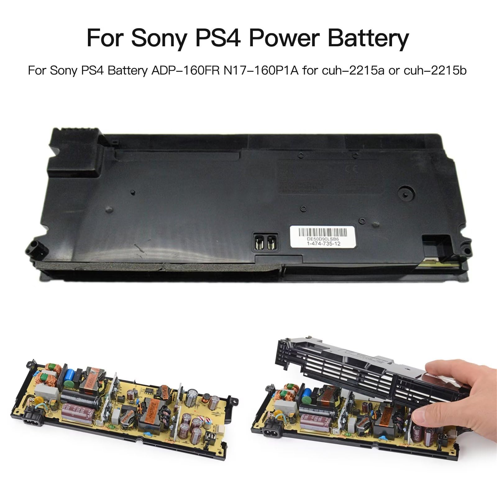 JEM&JULES ADP-160FR N17-160P1A Power Supply Replacement Unit, Power Supply Replacement for PS4 Slim Game Console 100-240V