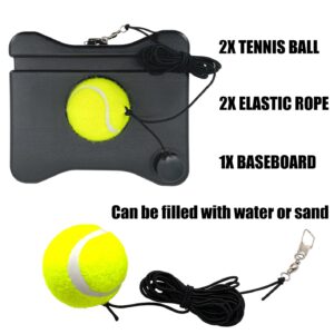 TaktZeit Tennis Trainer Rebound Baseboard Self Tennis Training Equipment Tennis Practice Rebounder with 2 String Tennis Balls (Black)