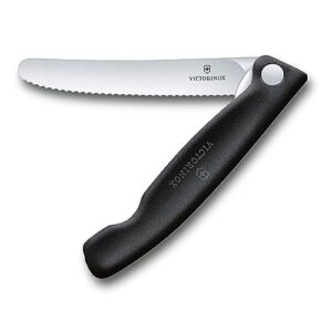 victorinox swiss classic foldable paring knife, wavy edge black 4.3 in