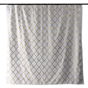 FINECITY White Shower Curtain Gold Moroccan Pattern with 12 Hooks Included, 72 x 72 Inch, 1 Panel