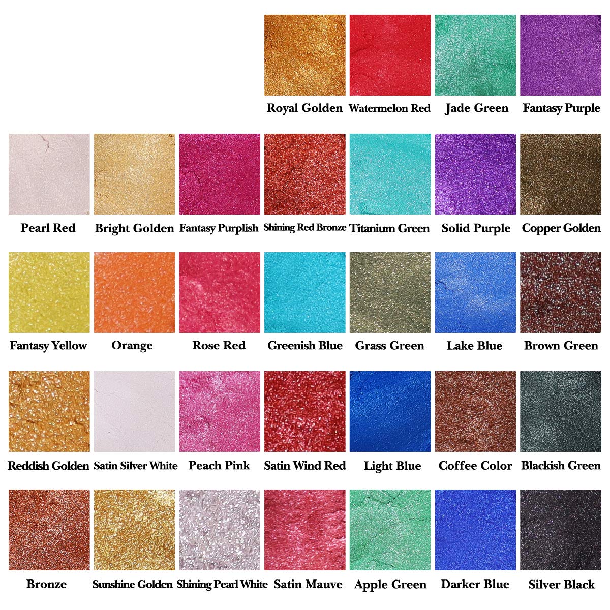 SEISSO 32 Colors Mica Powder, Mica Pigments Shimmery Powder in Jars, Epoxy Resin for Bath Bomb, Lip Gloss, Soap Making Supplies Powder Pigments for Slime, Acrylic Paints Set(5g/0.18oz Each Color)