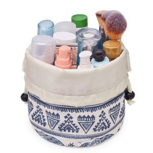 barrel drawstring makeup bag travel cosmetic bag large toiletry organizer waterproof for women (large, elephant)