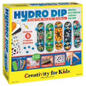 creativity for kids hydro-dip custom skate studio – mini finger skateboards for kids – customize 5 skate decks