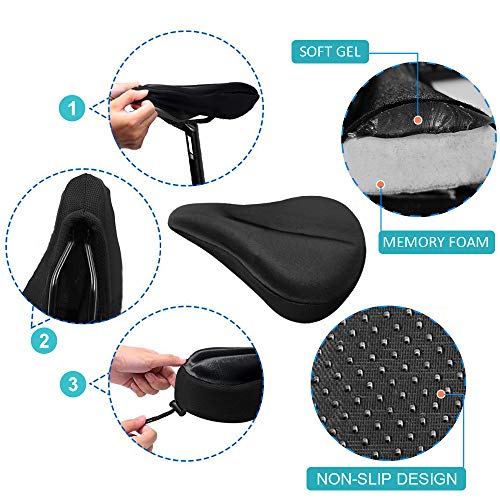 YEENOR Bike Seat Cushion,Most Comfortable Gel Bike Seat Cover, Bike Cushion Seat Cover for Women Men, Breathable Soft Bicycle Seat Cushion for Mountain Road City Bike