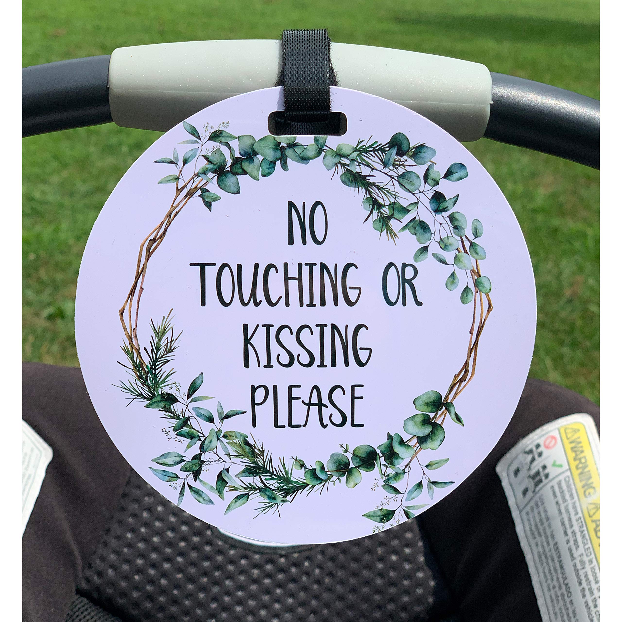 THREE LITTLE TOTS – Modern No Kissing Baby Car Seat Sign or Stroller Tag - CPSIA Safety Tested