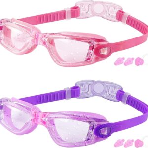 COOLOO Kids Swim Goggles, 2 Packs Swimming Goggles for Kids Girls Boys and Child Age 4-16