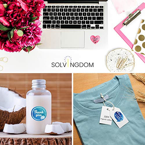 Solvingdom Thank You Stickers Roll of 1000 Pcs - 1.18 Inch Self-Adhesive Label Supplies Parties Gifts Bags Boxes Small Business Handmade Goods Flower Store-10 Decorative Designs Round Hearth Shaped