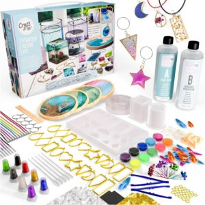 craft it up epoxy resin kit for beginners - jewerly making kit for kids and adults - all in one craft set with molds, charms, dyes, dry flowers & other - diy gift for girls boys childen adults