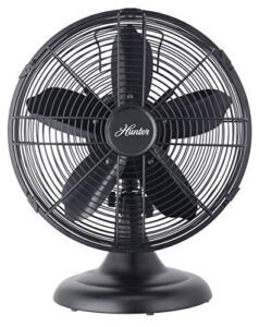 good housekeeping all-metal 12” retro table fan in matte black