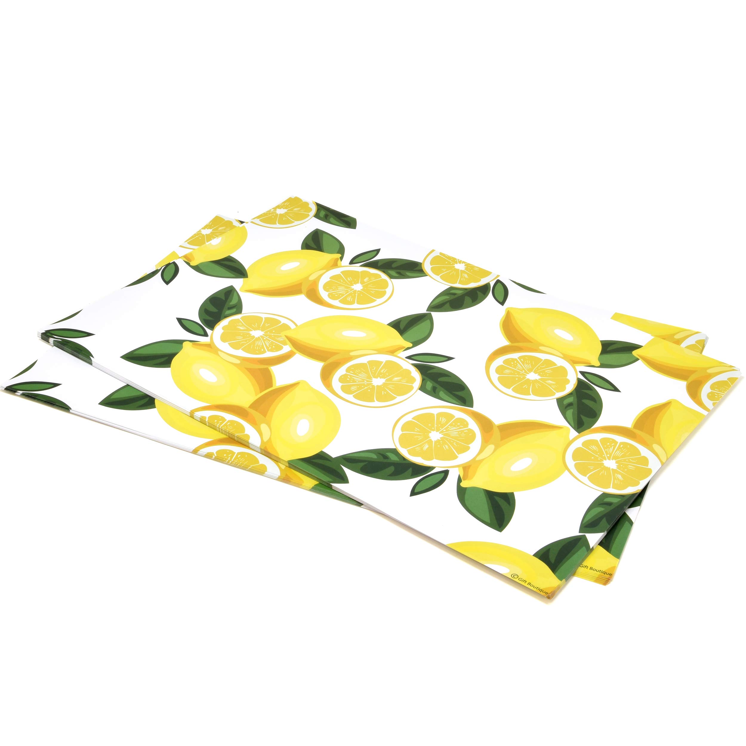 Disposable Lemons Paper Place Mats 50 Pack 11”x 17” Rectangle Summer Yellow Lemon Slices Citrus Fruit Coated Placemat for Spring Tropical Lemonade Green Leaves Floral Table Mat Dinner Party Decor