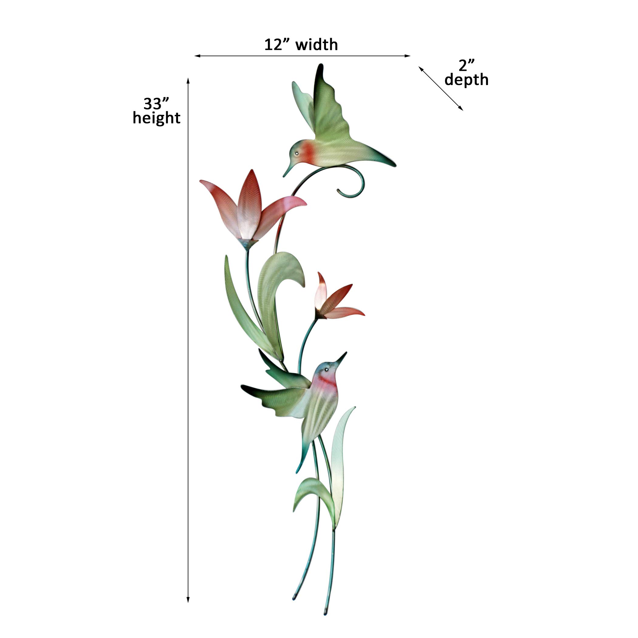 T.I. Design Hummingbirds Contemporary Floral Botanical Metal Wall Decor