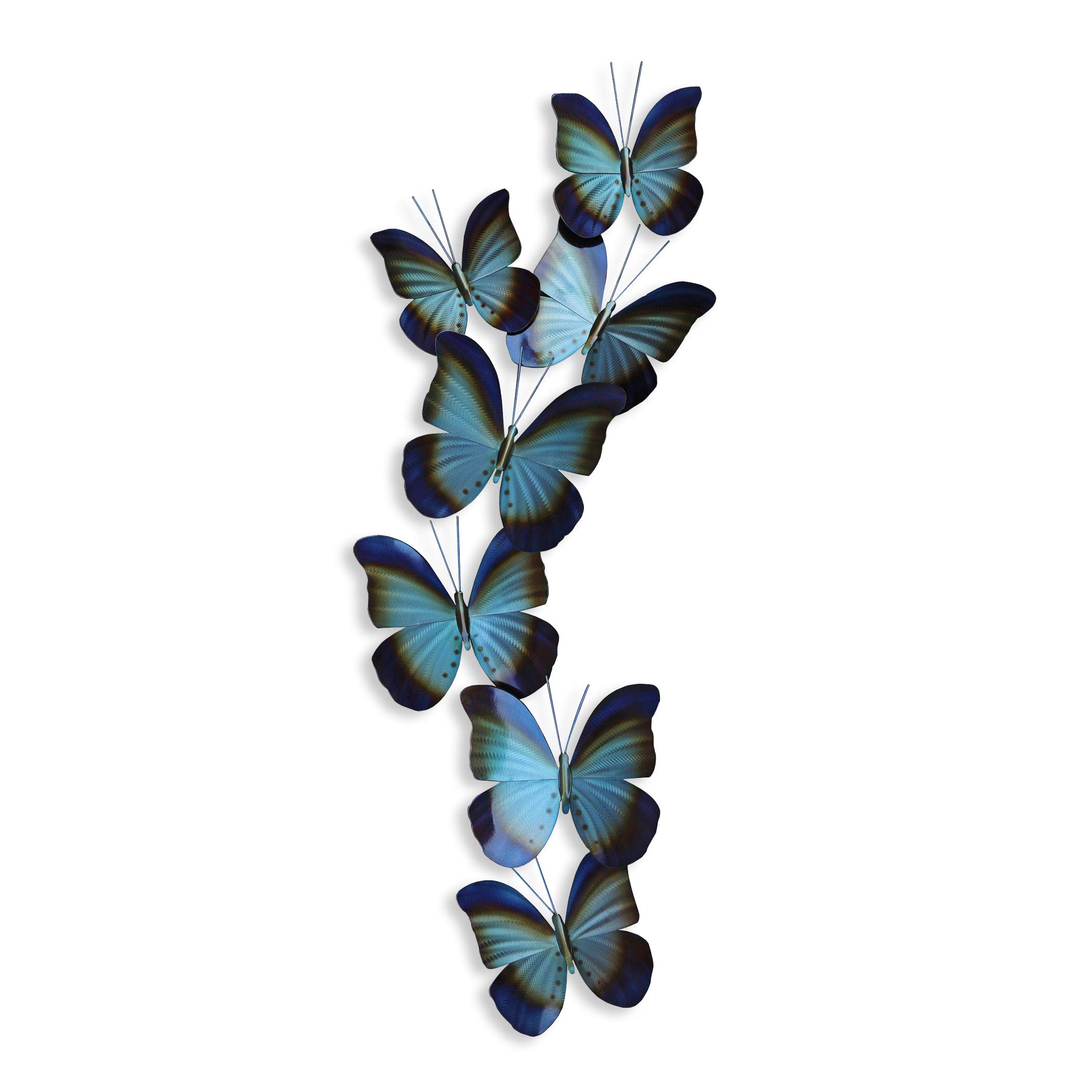 T.I. Design Blue Butterflies Contemporary Metal Wall Decor