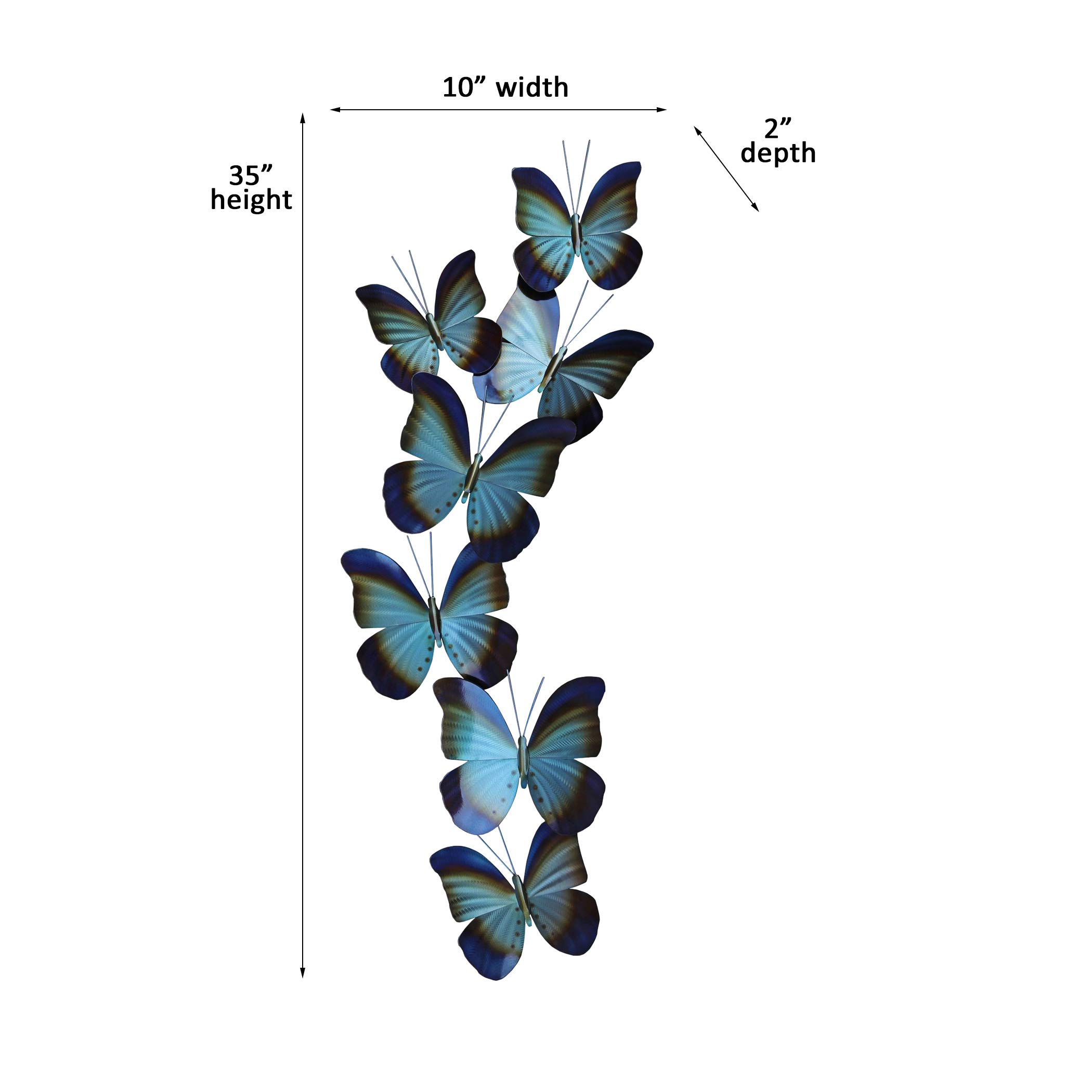 T.I. Design Blue Butterflies Contemporary Metal Wall Decor