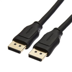 amazon basics displayport 1.4 cable, 32.4gbps high-speed, 8k@60hz, 4k@120hz, dynamic hdr and 3d, gold-plated plugs, 10 foot, black