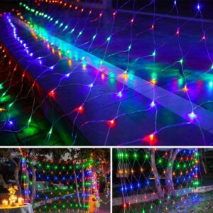 twinkle star 360 leds christmas net lights, 12ft x 5ft 8 modes low voltage connectable mesh fairy string lights for xmas trees, bushes, wedding, party, outdoor garden decorations (multicolor)