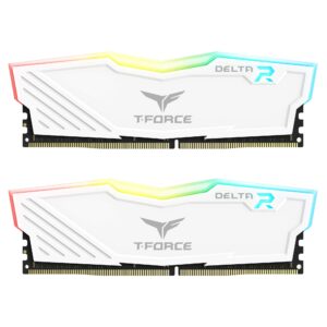 teamgroup t-force delta rgb ddr4 16gb (2x8gb) 3600mhz (pc4-28800) cl18 desktop gaming memory module ram tf4d416g3600hc18jdc01 - white