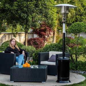 47000 BTU Outdoor Propane Patio Heater, Stainless Steel Burner, with Anti-tilt and Flame-out Protection System, ETL Certified, 10-foot Radius Heat Reflector, Add Warmth and Ambience to Backyard, Party