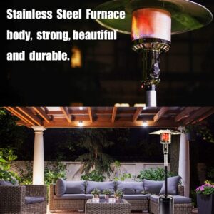 47000 BTU Outdoor Propane Patio Heater, Stainless Steel Burner, with Anti-tilt and Flame-out Protection System, ETL Certified, 10-foot Radius Heat Reflector, Add Warmth and Ambience to Backyard, Party