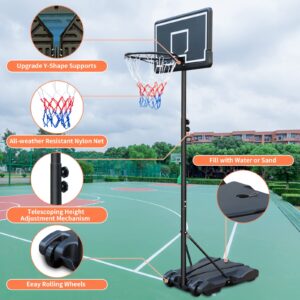 aokung Portable Adjustable Height 5.4ft - 7ft Basketball Hoop Backboard Stand and Rim for Kids Youth w/Wheels Basketball Goal Game Play Set Indoor/Outdoor