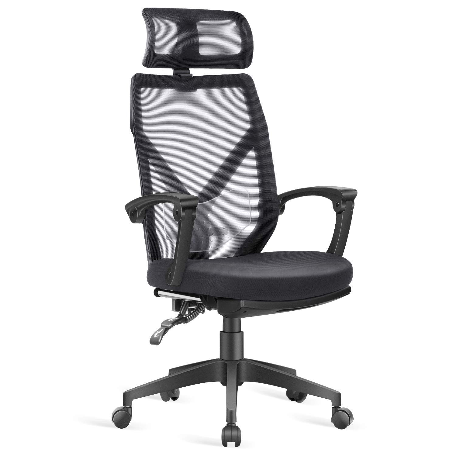 Dripex Ergonomic Office Chair Mesh Computer Desk Chairs with Lumbar Support/Adjustable Headrest/High Back/Wheels Arms, Swivel Rolling Chair for Home Office