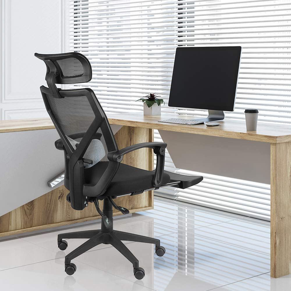 Dripex Ergonomic Office Chair Mesh Computer Desk Chairs with Lumbar Support/Adjustable Headrest/High Back/Wheels Arms, Swivel Rolling Chair for Home Office