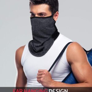 4 Pieces Neck Gaiter Bandana Face Mask with Ear Loops Face Covers Neck Scarf Mask Dust UV Sun Protection for Men Women(Black, White, Navy Blue, Grey)