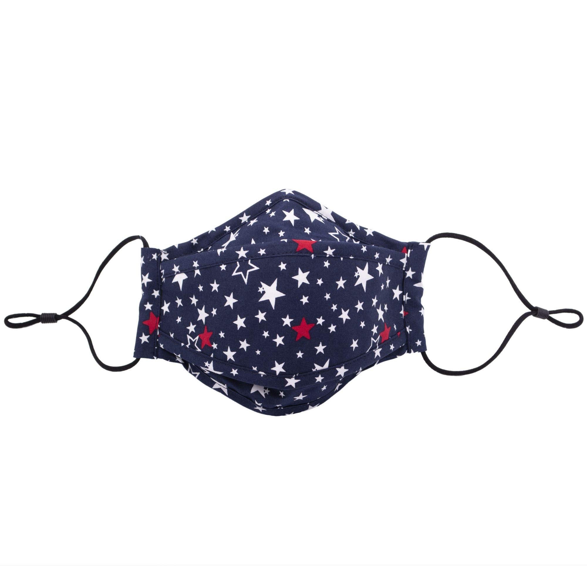 Auliné Collection Washable Summer Cotton Face Mask Made in USA, A3F Star Spangled Navy