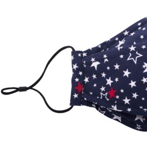 Auliné Collection Washable Summer Cotton Face Mask Made in USA, A3F Star Spangled Navy