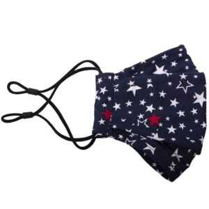 Auliné Collection Washable Summer Cotton Face Mask Made in USA, A3F Star Spangled Navy