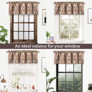 DriftAway Abigail Geometric Trellis Pattern Window Curtain Valance Rod Pocket 52 Inch by 18 Inch Red