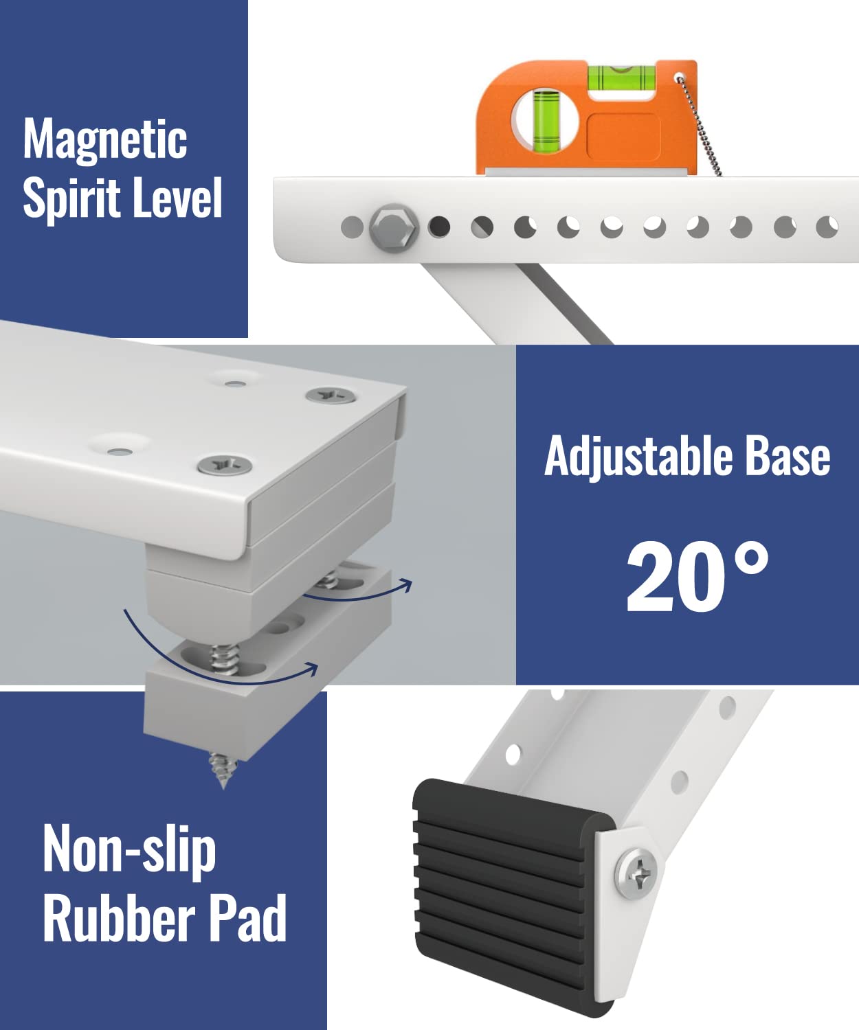 LuckIn Window Air Conditioner Support Bracket, Universal for 5,000-12,000 BTU AC Units, Up to 85lbs, Adjustable Extender Leg & Megnetic Spirit Level, 2-Pack