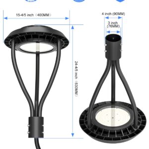 60W LED Post Top Light with Photocell ETL&DLC Listed 8400Lm Adjustable CCT 3000K/4000K/5000K LED Pole Top Light IP65 Waterproof for Outdoor Commercial Pole Light Fixture AC100-277V