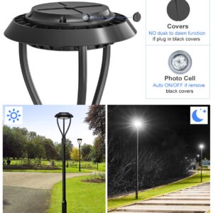 60W LED Post Top Light with Photocell ETL&DLC Listed 8400Lm Adjustable CCT 3000K/4000K/5000K LED Pole Top Light IP65 Waterproof for Outdoor Commercial Pole Light Fixture AC100-277V