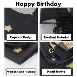 PAKBOOM Happy 81st Birthday Banner Backdrop - 81 Birthday Party Decorations Supplies for Men - Black Gold 4 x 6ft