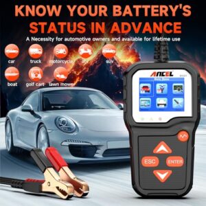 ANCEL BA301 6V 12V Car Battery Tester, 100-2000 CCA Automotive Load Tester Alternator Tester Auto Digital Battery Analyzer Cranking and Charging System Test Tool for Motorcycle Car Boat Truck SUV ATV