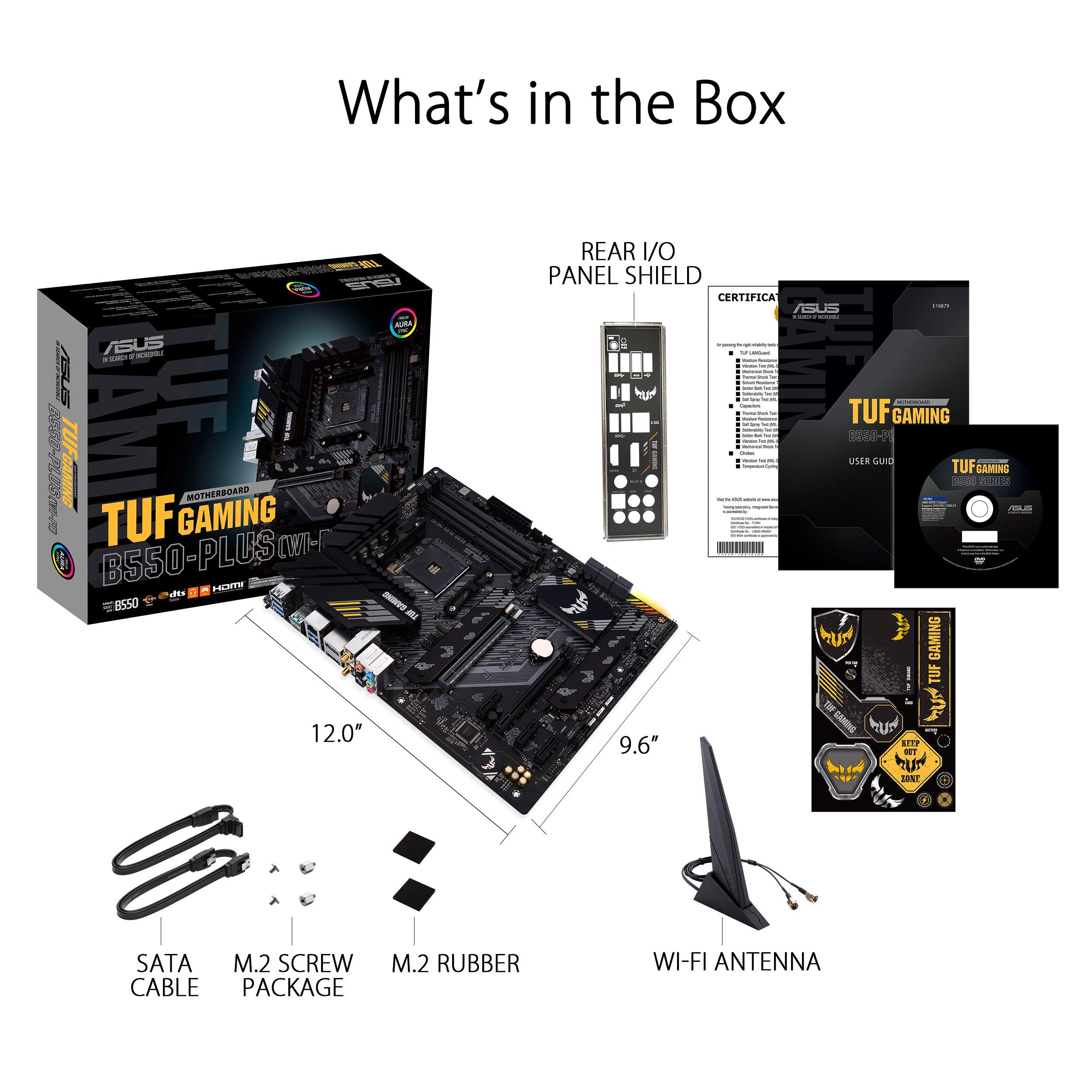 ASUS TUF Gaming B550-PLUS WiFi AMD AM4 Zen 3 Ryzen 5000 & 3rd Gen Ryzen ATX Gaming Motherboard (PCIe 4.0, WiFi 6, 2.5Gb LAN, BIOS Flashback, USB 3.2 Gen 2, Addressable Gen 2 RGB Header and Aura Sync)