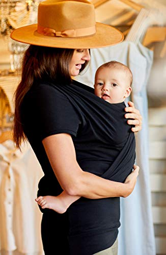 Moby Bump & Beyond T-Shirt Wrap | Black – Size 1 (Small) | Versatile Support Wrap for Pregnant Mothers | Carrier for Newborns | Comfortable & Stylish | Carries Babies up to 19.8lbs (8–12 Months)