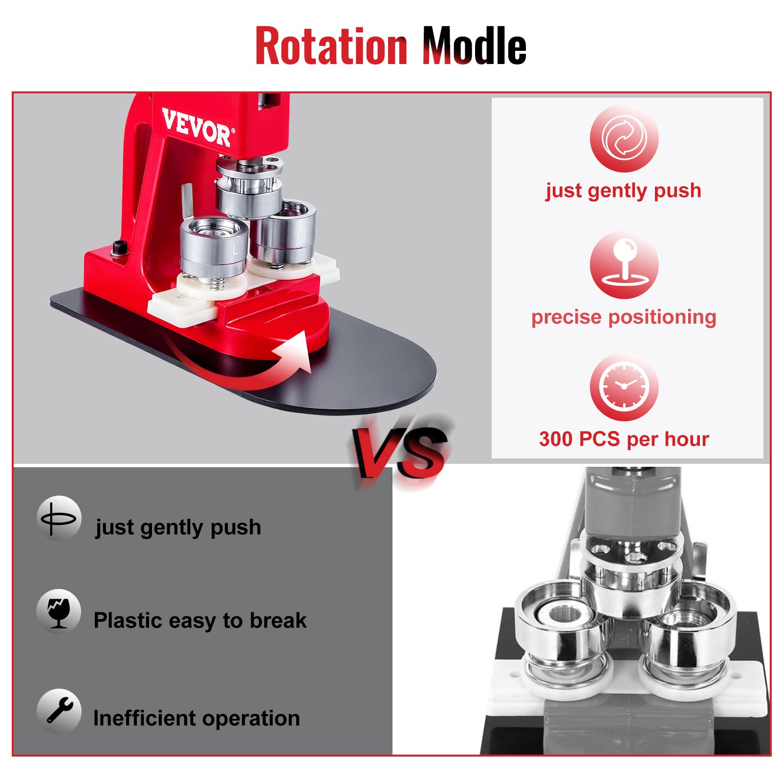 VEVOR Button Maker Button Badge Maker 32mm(1.25in) DIY Pin Button Maker Machine with1000 Pcs Free Button Parts & Circle Cutter Installation-Free Button Press Kit