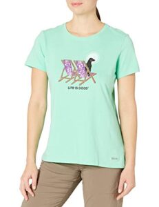 life is good standard womens crusher graphic t-shirt, spearmint green, medium