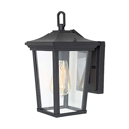 RUZINIU Outdoor Wall Lantern Exterior Porch Light Fixtures with Clear Glass Shades for Patio, Garden, Garage, Front Door, Black