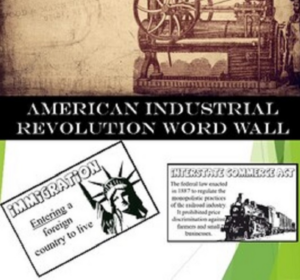 industrial revolution (united states) word wall and vocabulary activities - bingo & vocabulary sort games