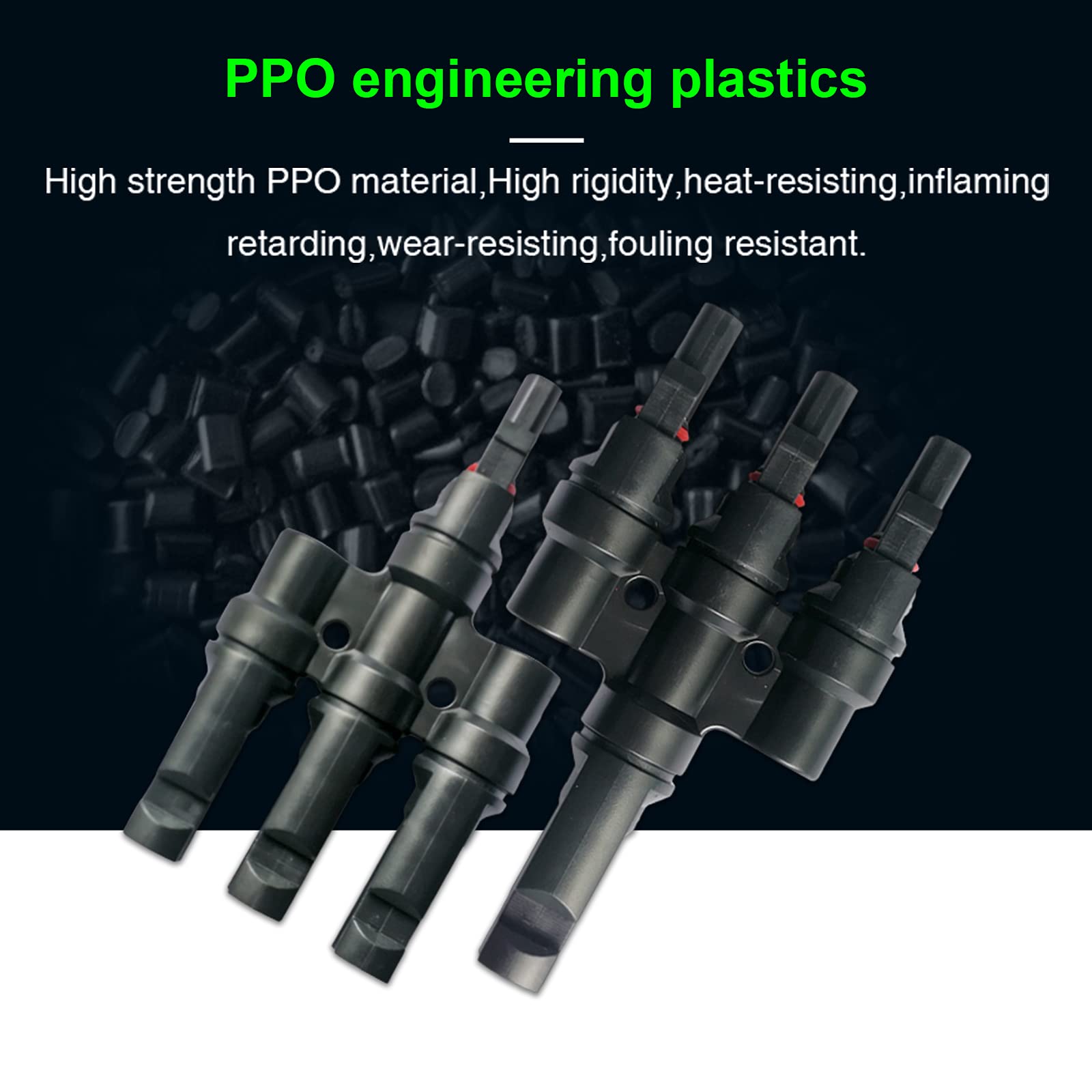 POWLAND 1 Pair T Branch Solar Panel Connectors, 3 to 1 Solar Branch Connector Solar Panel Cable Coupler Combiner Connectors MMMF + FFFM