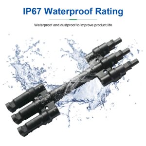 POWLAND 1 Pair T Branch Solar Panel Connectors, 3 to 1 Solar Branch Connector Solar Panel Cable Coupler Combiner Connectors MMMF + FFFM