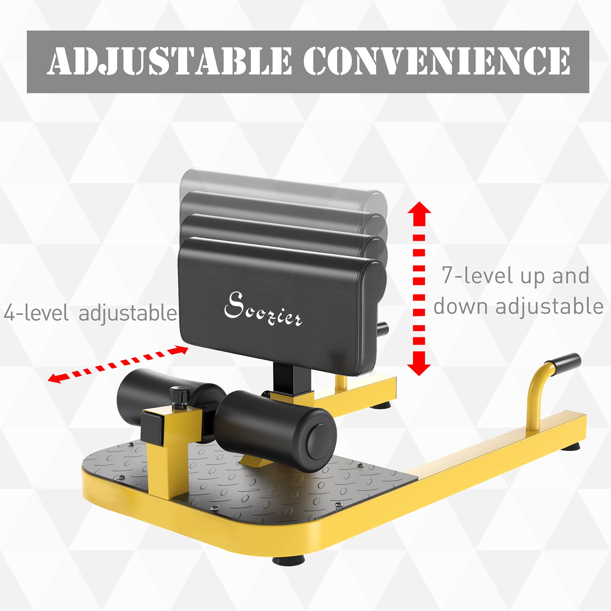 Soozier 3-in-1 Padded Push Up Sit Up Deep Sissy Squat Machine Home Gym Fitness Equipment, Yellow