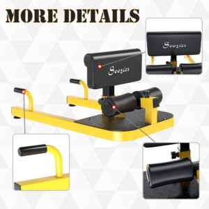 Soozier 3-in-1 Padded Push Up Sit Up Deep Sissy Squat Machine Home Gym Fitness Equipment, Yellow