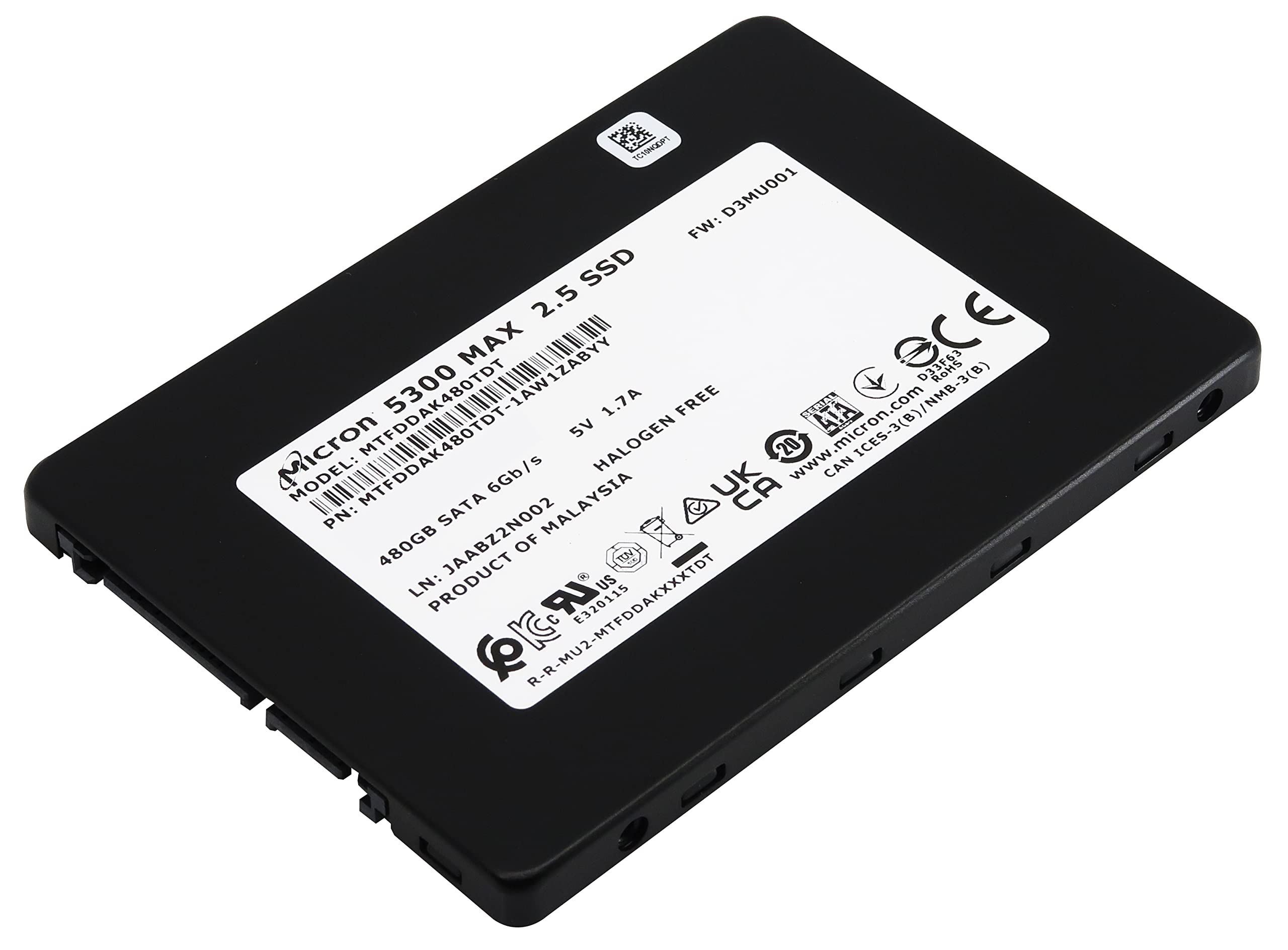 Micron MTFDDAK480TDT-1AW1ZABYY 5300 MAX 480GB, SATA, 2.5", 3D TLC, 5DWPD