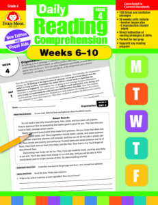 daily reading comprehension, grade 4, weeks 6-10