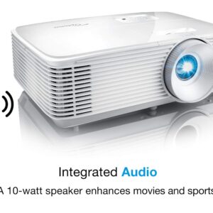 Optoma SH360 Affordable Home Projector | Indoor or Outdoor Movies, Up to 300" | 480p Ready | Bright 3600 Lumens | Compatible with Fire Stick, Roku & More | Integrated Speaker | Up to 15,000hr Lamp