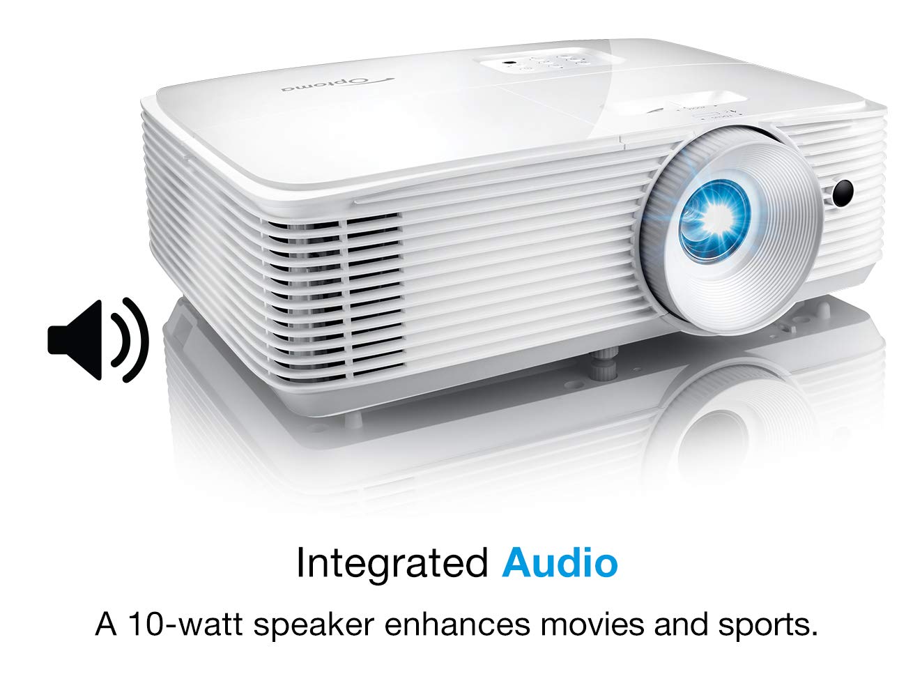 Optoma SH360 Affordable Home Projector | Indoor or Outdoor Movies, Up to 300" | 480p Ready | Bright 3600 Lumens | Compatible with Fire Stick, Roku & More | Integrated Speaker | Up to 15,000hr Lamp